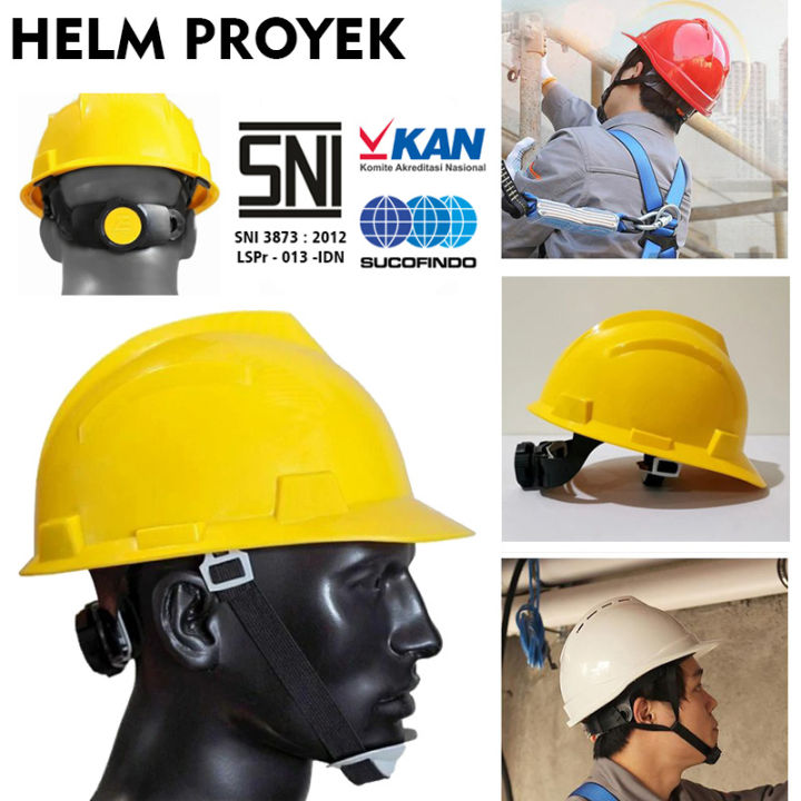 Helm Proyek Safety Helmet Helem Kerja Model Putar Fastrack Tali Dagu Enzo Hat Construction ...