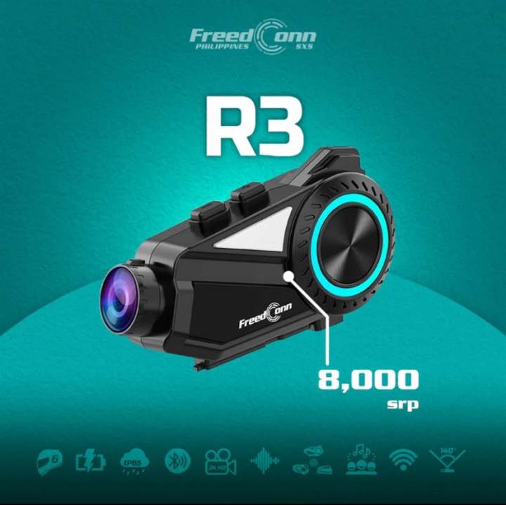FreedConn R3 Bluetooth 5.0 Motorcycle Group Intercom HD 2K Video FM 6 ...