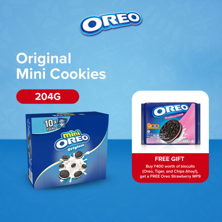 Oreo Mini 10 Pouches - Vanilla Flavor 204g Sandwich Cookie Snack with ...