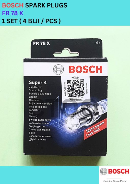 [ FR78X ] 100% GENUINE BOSCH Super 4 Spark Plug Proton Waja, Wira 1.6, Perdana / Toyota Vios ...