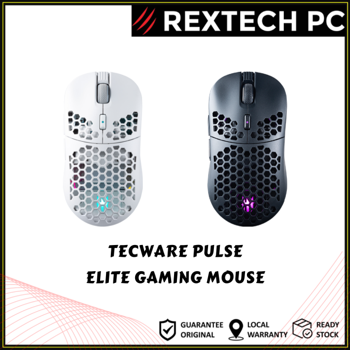 REXTECH TECWARE PULSE ELITE SERIES RGB WIRELESS LIGHT-WEIGHT GAMING MOUSE - BLACK/WHITE [HOT ...