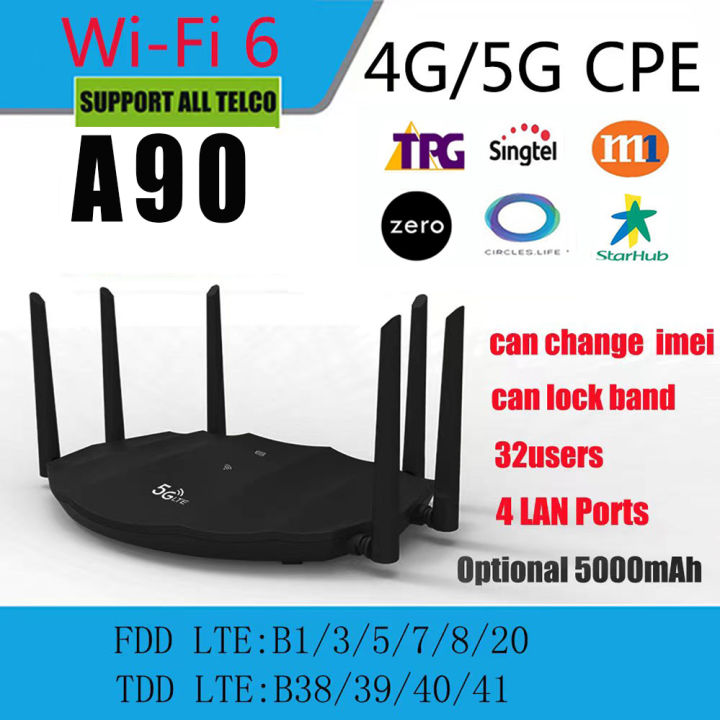 4G 5G CPE A90 8-Stream Modem Wi-Fi 6 Router supports all telecom companies, can change IMEI, can ...