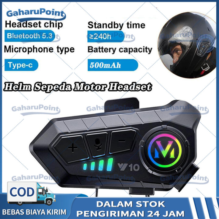 Y10 Bluetooth Microphone Helm Motor Bluetooth 5.3 Helm Sepeda Motor ...