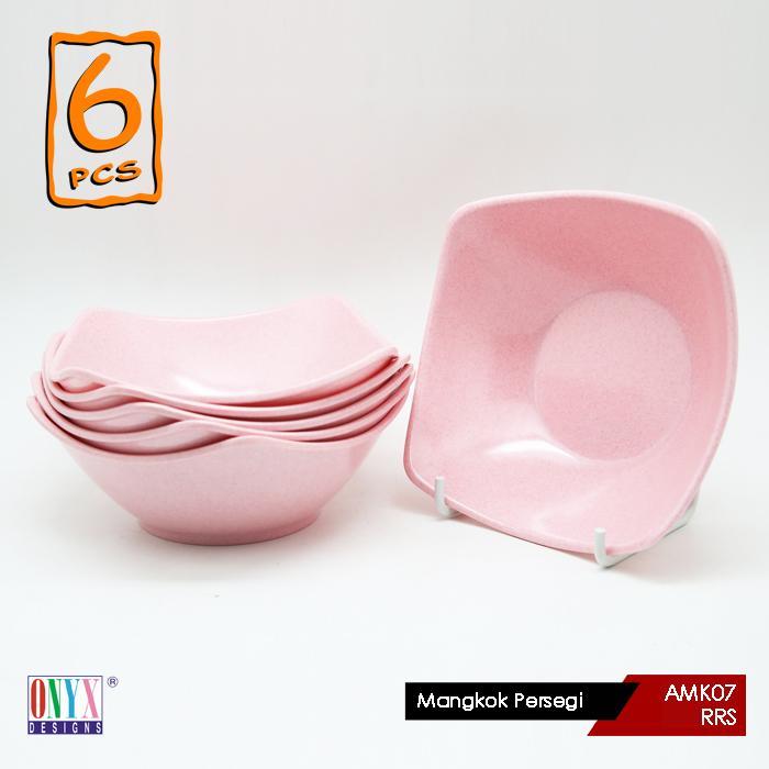 Onyx, 6 PCS Mangkok Persegi Lengkung 7 inch : Melamin, Aman untuk ...