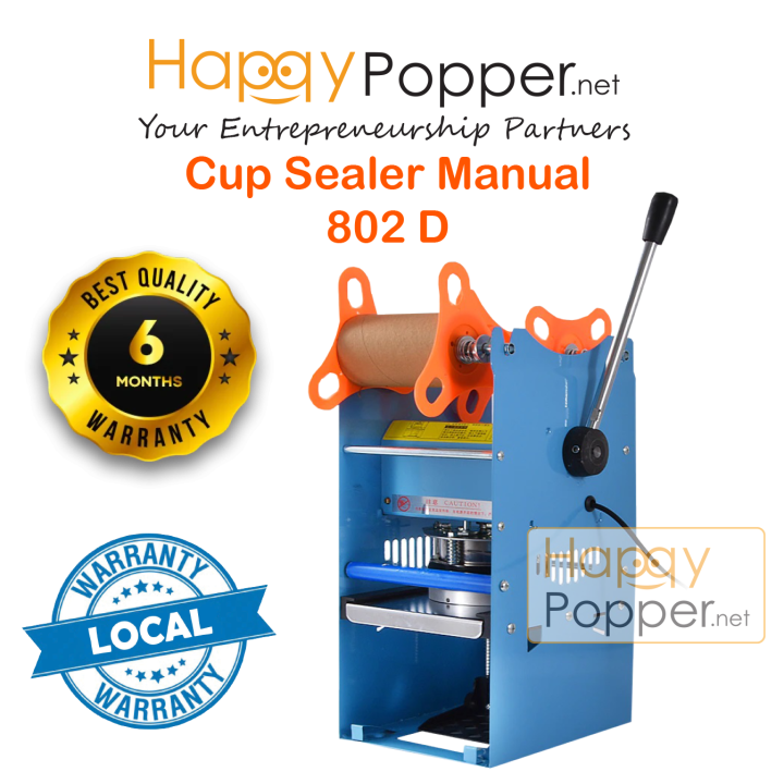 Happypopper Commercial Plastic Bubble Tea Film Paper Cup Sealer Sealing ...