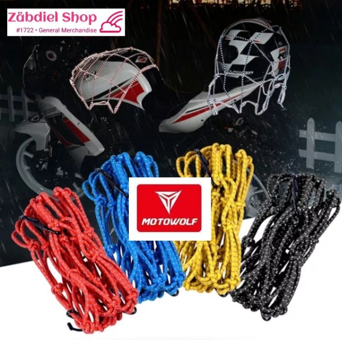 Original Motowolf Reflective Cargo Net w/ 6 Hooks Heavy Duty Helmet ...