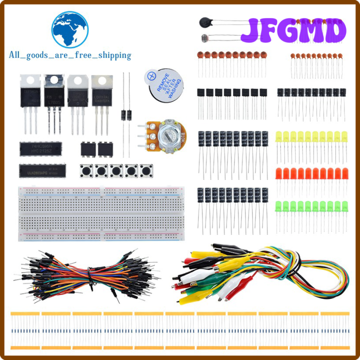 JFGMD Full DIY Electronic Kit 830 Breadboard Jumper Wire Power Supply ...