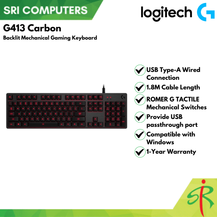 Logitech G413 Carbon Mechanical Gaming Keyboard (1-YEAR WARRANTY) | Lazada