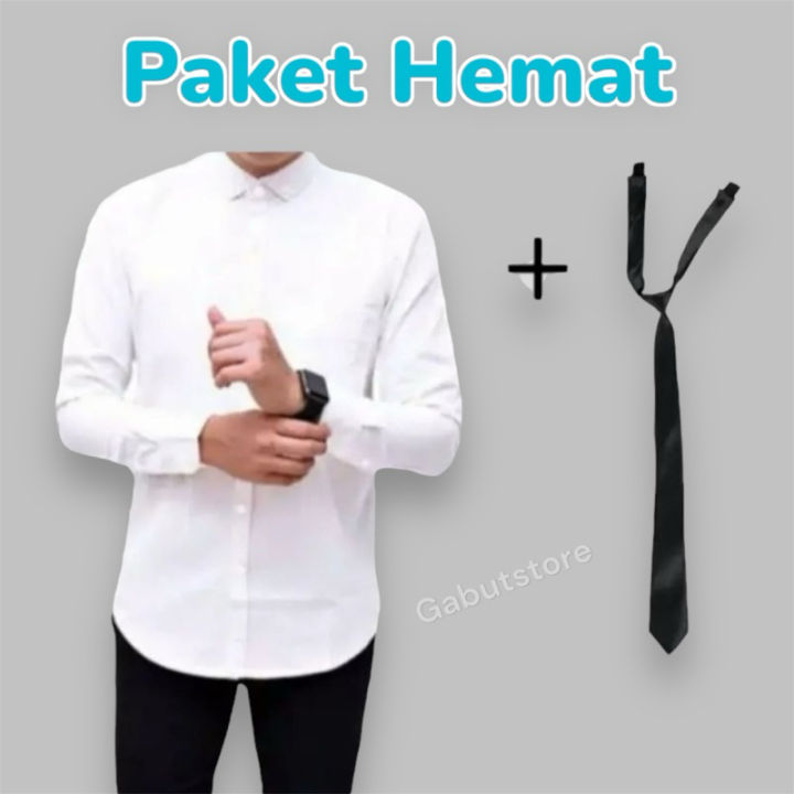 Paket Kemeja Putih Polos Lengan Panjang + Dasi Termurah Cocok untuk ...
