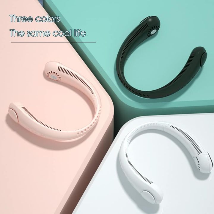 Portable Hanging Neck Fan Wireless USB Rechargeable Summer Ventilator ...