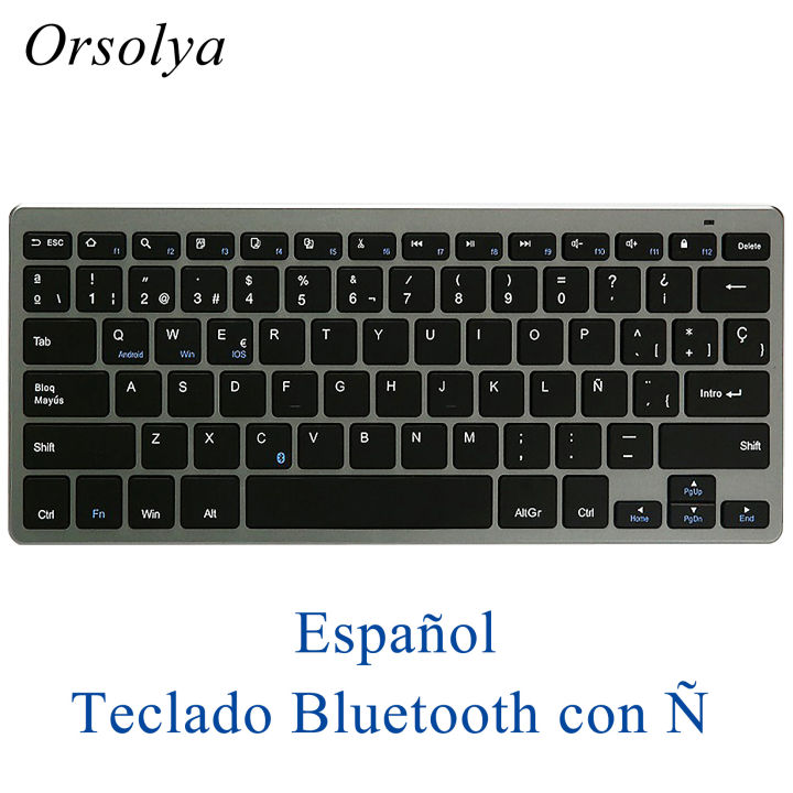 Spanish Bluetooth Keyboard Ultra Thin Portable Mini Wireless Keyboard ...