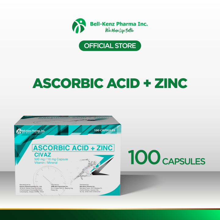 Civaz Vitamin C + Zinc 500mg/10mg Capsules 100 pcs | Lazada PH
