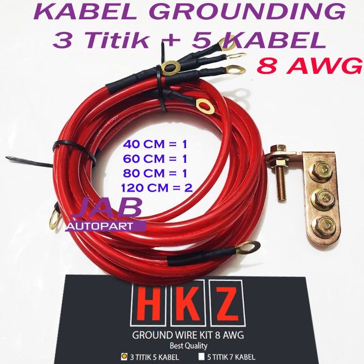 Kabel Grounding Mobil Kabel 8AWG Kabel Ground Wire Kit HKZ | Lazada ...