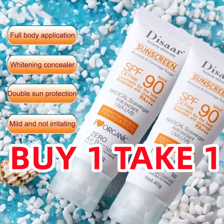 【BUY 1 TAKE 1】Disaar Facial Sunscreen Cream SPF 90 PA+ Moisturizing Skin Protect Sunblock ...