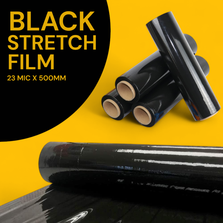 Opaque Black Colored Stretch Film Wrap 23mic x 500mm | Lazada PH