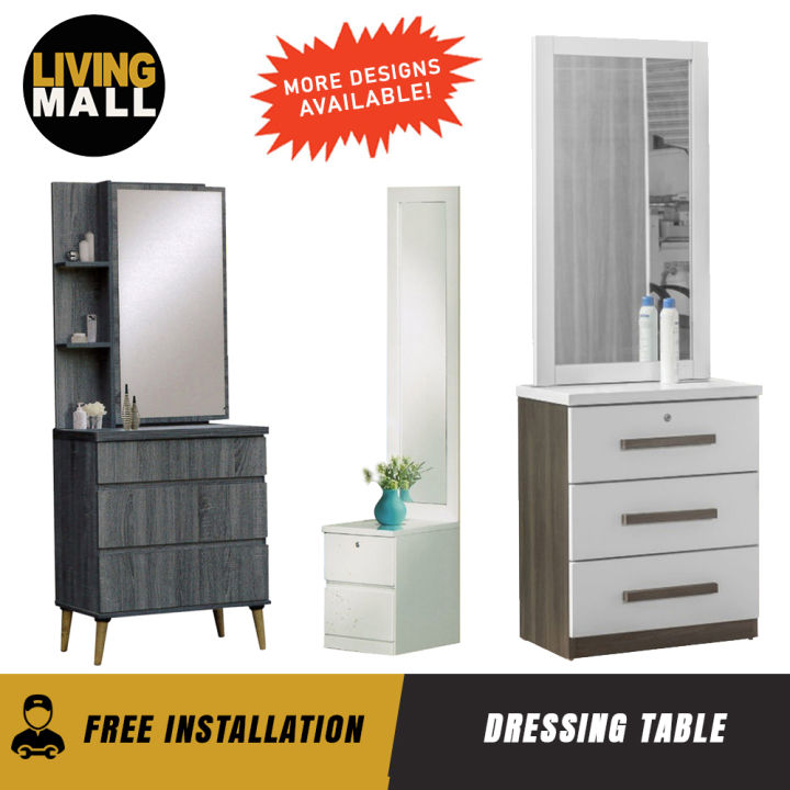 Living Mall Serina Series Dressing Table With Mirror In Grey, Walnut ...