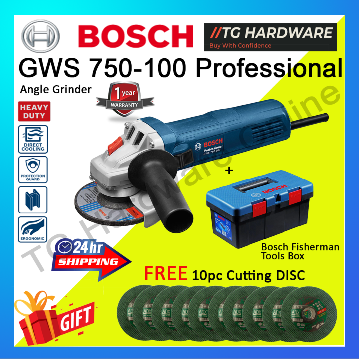 ⚡Original Bosch GWS 750-100 4" Angle Grinder 750W / Mesin Pencanai ...