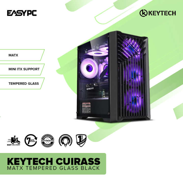 EasyPC | Keytech Cuirass MAtx Tempered Glass Black or White Desktop Casing For Desktop PC ...