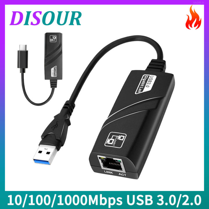 DISOUR 10/100/1000Mbps USB 3.0/2.0 Type-C 3.1 To Gigabit Ethernet RJ45 ...
