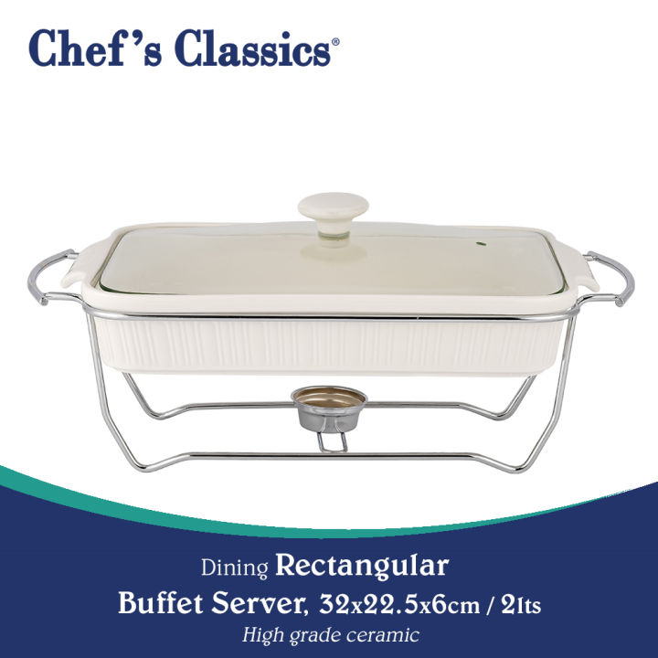 Chef's Classics Dining Ceramic Rectangular Buffet Food Server, 32x22 ...