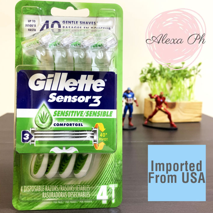Gillette, Sensor 3 Sensitive Comfort Gel (4 Razors) | Lazada PH