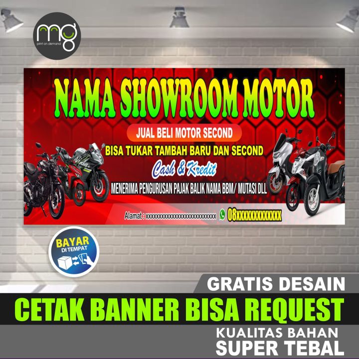 Banner Showroom Motor - Spanduk jual beli motor second | Lazada Indonesia