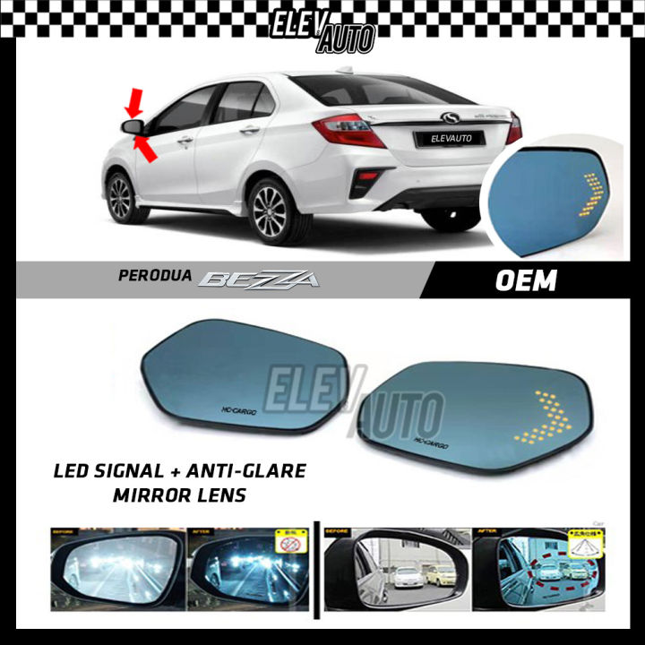 Perodua Bezza LED Signal with Blue Anti Glare Side Mirror Lens | Lazada