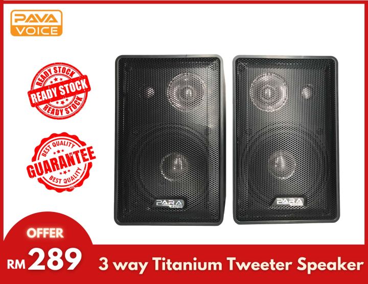 PAVAVOICE 4" 3 way Titanium tweeter Box Compact Speaker with matching ...