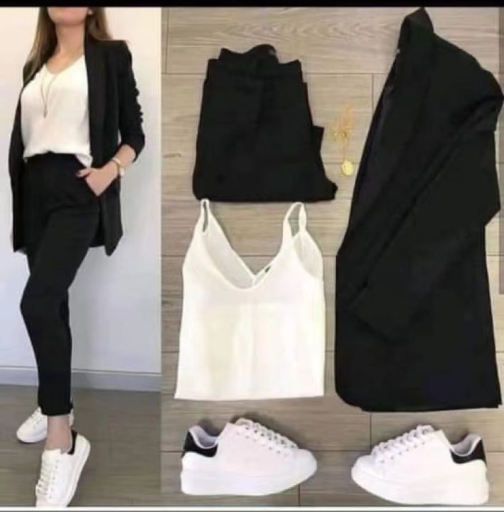 fashion 2 in 1 clothes top and square pants terno ( blazer and pants ...