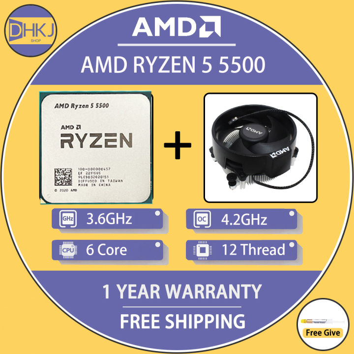 NEW AMD Ryzen 5 5500 R5 5500 3.6GHz Six-Core Twelve-Thread CPU ...