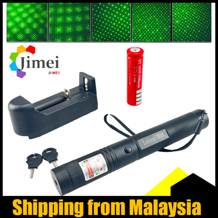 Powerful Green Laser Pointer Pen Beam Light 5mW Lazer Power 532nm+18650 ...