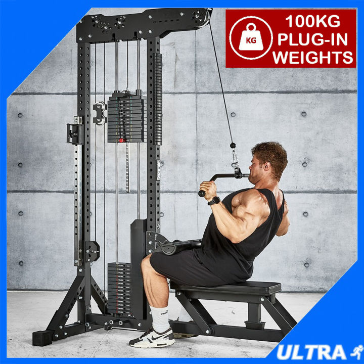 3in1 Lat Pulldown High Low Row Machine 100kg Commercial Cable Back ...