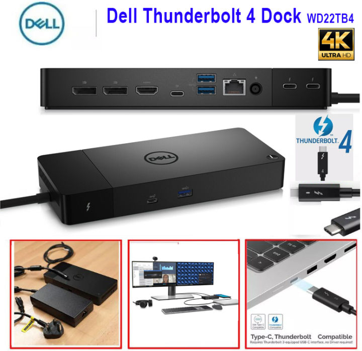 Dell WD22TB4 4K Thunderbolt 4 Dock with 180w Adapter Type-C 5120x2880 ...