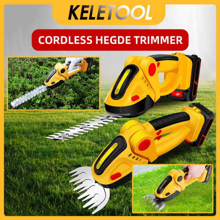 2-in-1 24V Handheld Cordless Grass Shears Electric Hedge Trimmer Garden ...