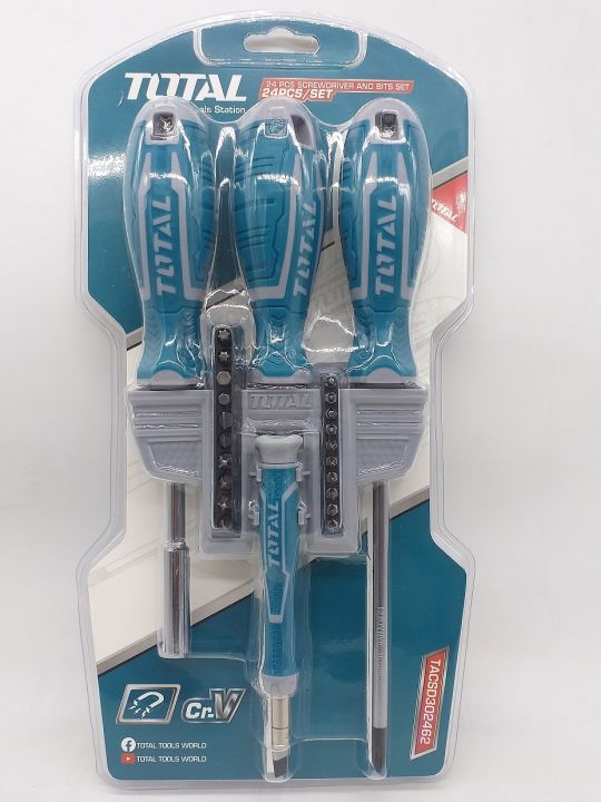 Total 24pcs Screw Driver And Bits Set (TACSD302462) | Lazada PH