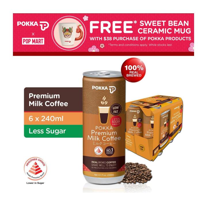 Pokka Premium Milk Coffee Less Sugar 240ML (6 x 240ML) | Lazada Singapore