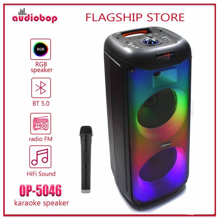 Audiobop Dual 8" woofers Party BOX Karaoke Bass LED light Wireless DJ ...