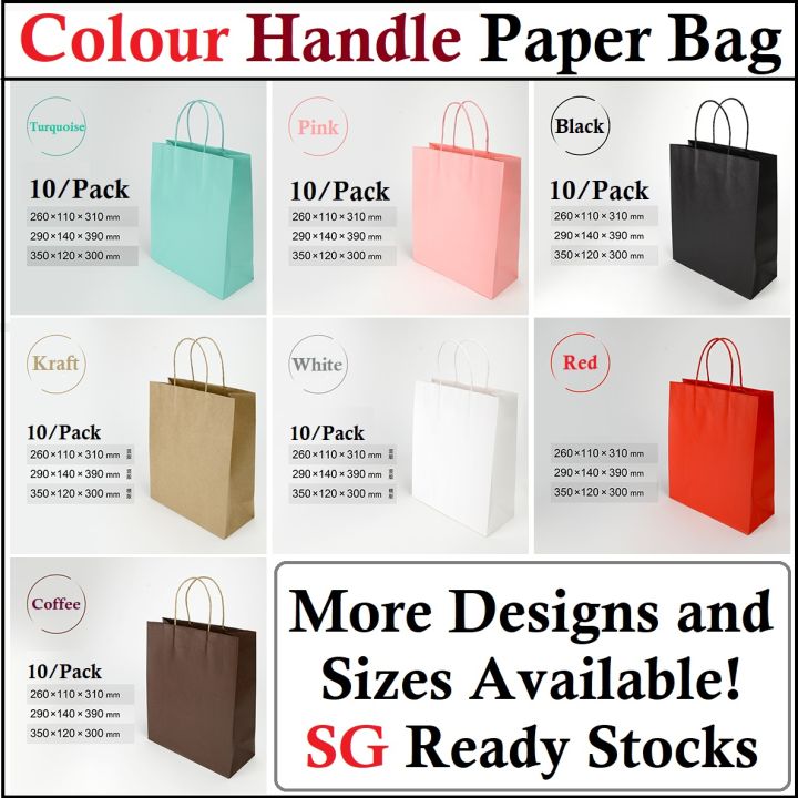 Colour Handle Paper Bag! Large, Extra Large and Landscape Sizes ...