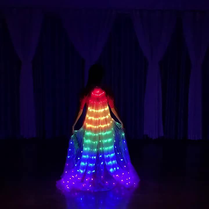 JGYColorful LED Dance Fairy Belly Dance ปีกผีเสื้ออุปกรณ์ประสิทธิภาพ ...