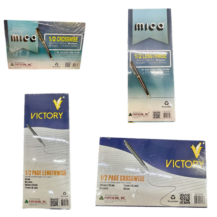 MICA & VICTORY 1/2 Lengthwise and Crosswise sold per ream (10pads ...