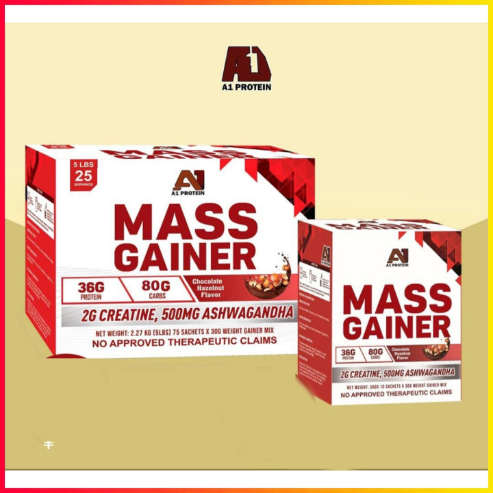 A1 Mass Gainer Chocolate Hazelnut Flavor 30g Per Sachet with Creatine ...