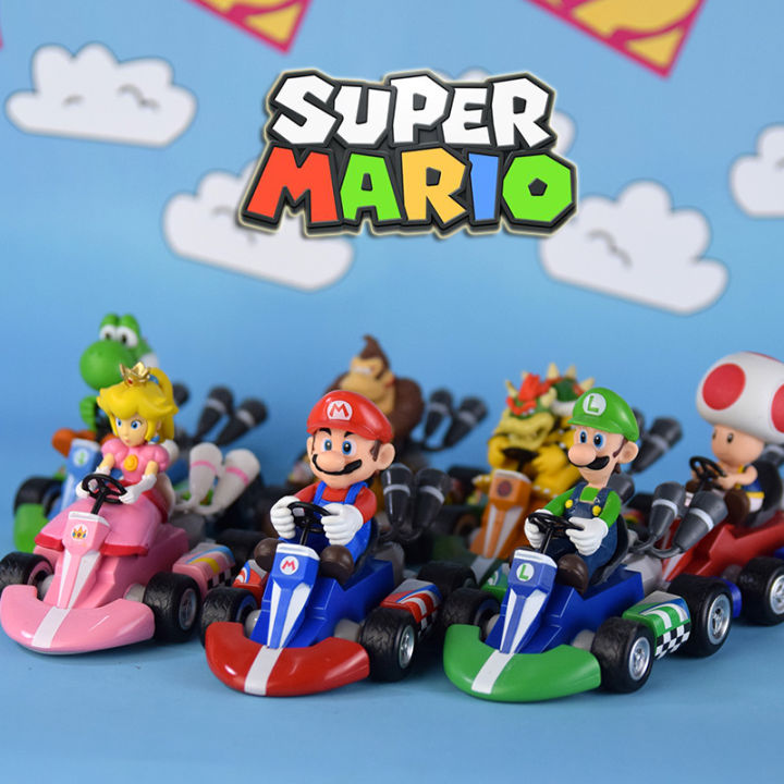 Super Mario 12cm Kart Four Wheels Motor Pull Back Racer Car 7Styles ...