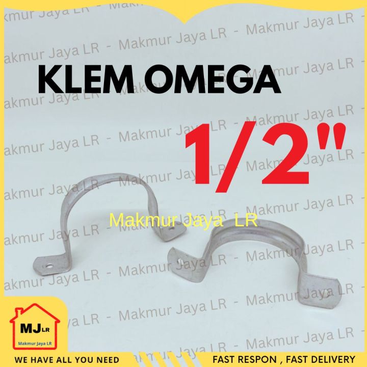 Klem Pipa Omega 1/2" 1/2 inch Plat Seng Besi Klem Omega Penjepit Pipa ...