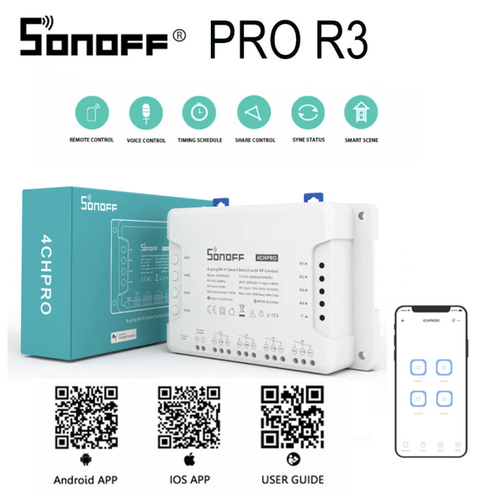 SONOFF 4CH PRO R3 WiF iสวิทช์ สมาร์ทAPP Smart Home Controller ทำงานร่วม ...