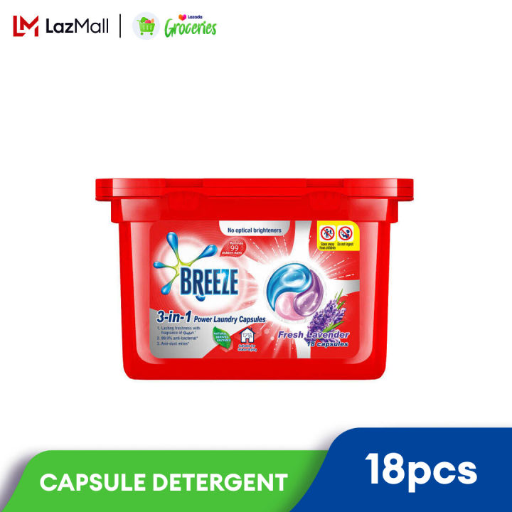 Breeze 3in1 Capsule Detergent Fresh Lavender 18pcs capsules | Lazada