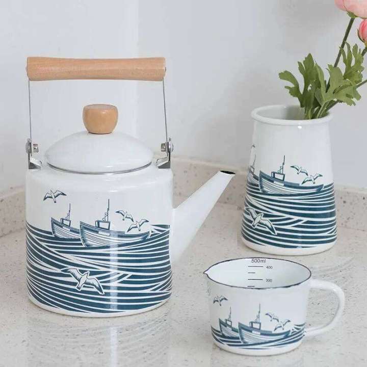 Premium Enamel Water Kettle for Gas and Electric Stove, Thickened ...