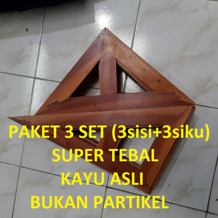 Penggaris Kayu Segitiga Set Pendawa 46cm Triangle Ruler Set - 3 Set (6 ...