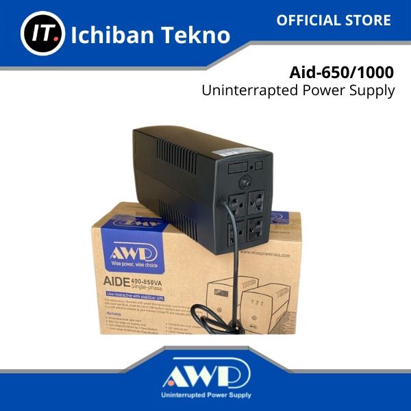 Awp Aid650/1000 Line Interactive 390W/600W UPS with Built-in AVR 4x US ...