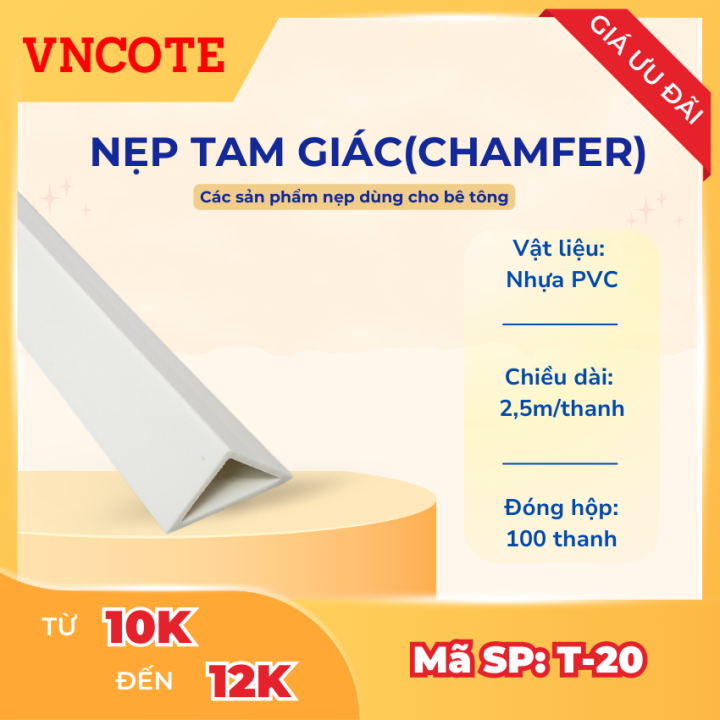Nẹp nhựa vát góc (Nẹp tam giác) -Combo 20 cây/50m dài-Giải pháp mới ...