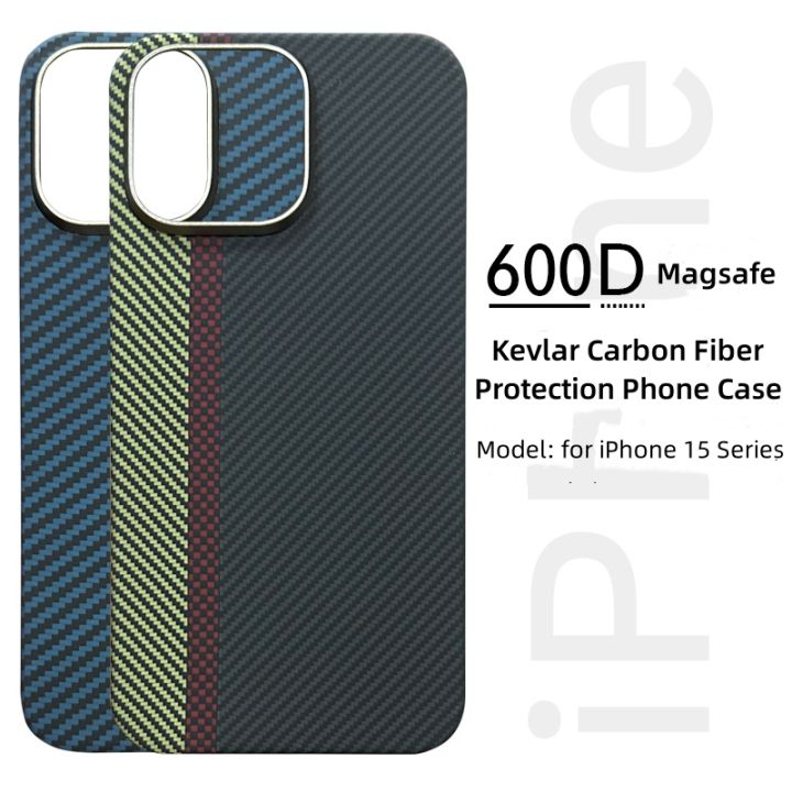 Kevlar Carbon Fiber Case For Iphone 15 Pro Max Plus With Magsafe Luxury